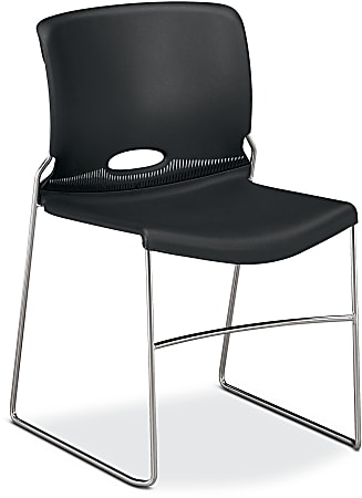 HON Olson High Density Stacking Chairs OnyxChrome Pack Of 4 Chairs ...