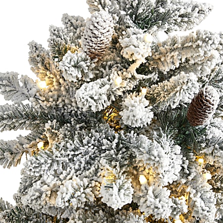 Nearly Natural Flocked Livingston Artificial Fir Christmas Tree 4 ...