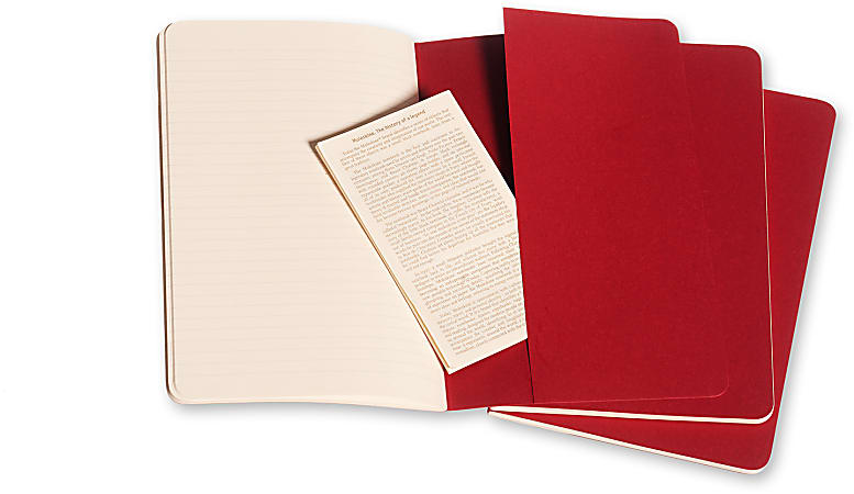 Moleskine Cahier Journals 5 x 8 14 Ruled 80 Pages Cranberry Red Set Of ...