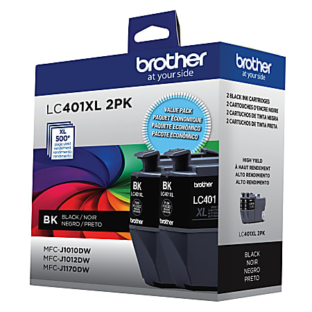 Brother LC401 Black High Yield Ink Cartridges Pack Of 2 LC401XL2PK ...