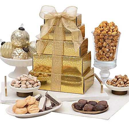 Gourmet Gift Baskets Holiday Tower Gift Basket Set Set Of 7 Pieces ...