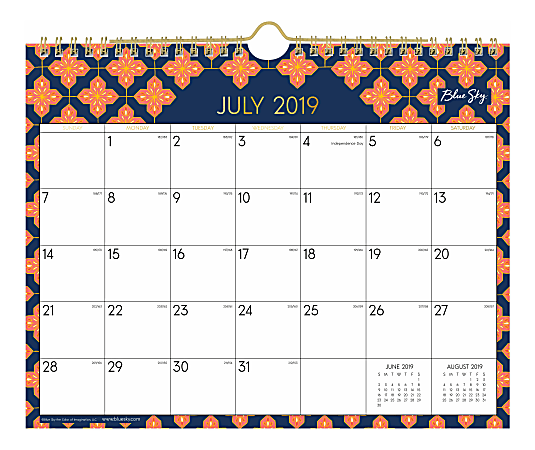 Blue Sky Monthly Wall Calendar 11 x 8 34 Finley July 2019 to June 2020 ...