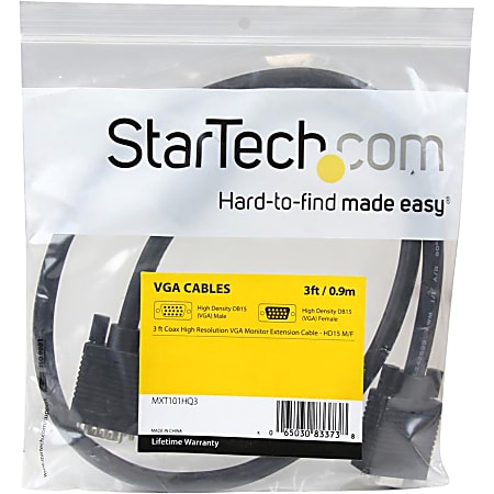 StarTech.com VGA Extension Cable HD 15 Male HD 15 Female 25ft - Office ...