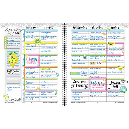 Teacher Created Resources 40 Week Lesson Planner 8 12 x 11 Lemon Zest ...