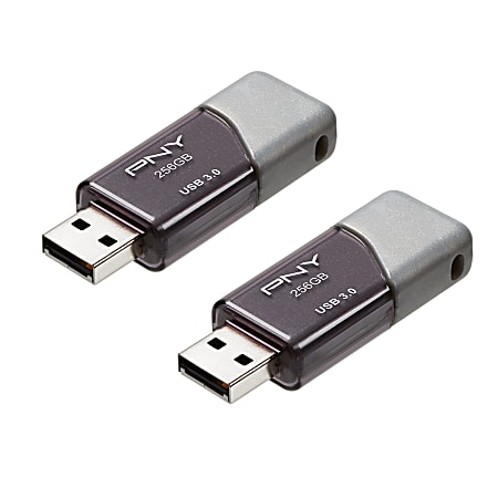 PNY Turbo Attach 3 USB 3.0 Flash Drives 256GB Silver Pack Of 2 Flash ...
