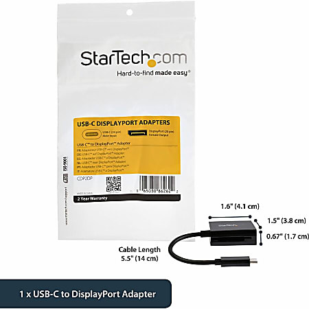 StarTech.com 4K 60Hz USB C To DisplayPort Adapter - Office Depot