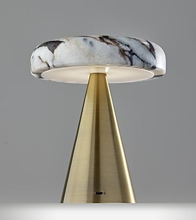 Adesso Randy LED Cordless Table Lamp Antique Brass with Marble Shade ...