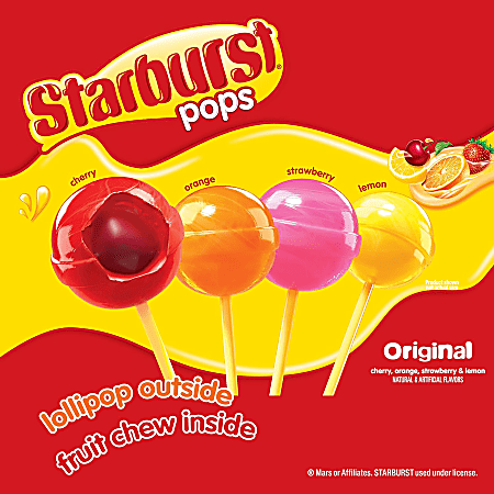 Starburst Pops Fruit Chew Filled Lollipops Variety Pack 0.6 Oz Pack Of ...