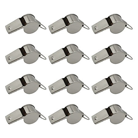 Champion Sports Medium Weight Metal Whistles Silver 12 Whistles Per ...
