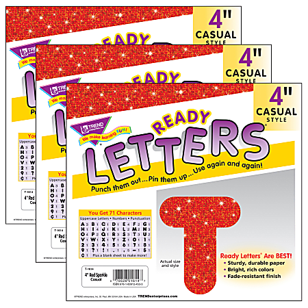 TREND Ready Letters 4 Casual Uppercase Red Sparkle Set Of 3 Packs - ODP ...
