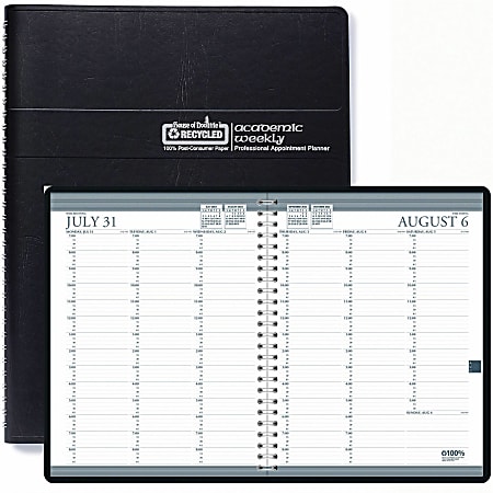 House of Doolittle Leather Academic Weekly Planner 5 x 8 Black August ...
