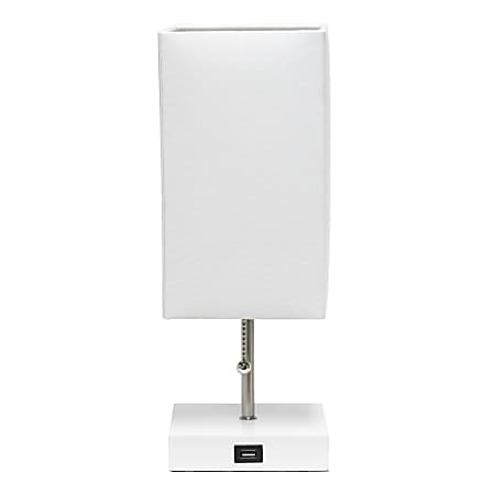 Simple Designs Petite Stick Lamp With USB Charging Port 14 14 H White ...
