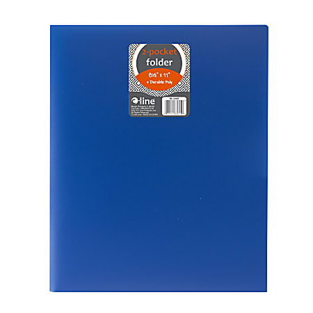 C Line 2 Pocket 3 Hole Punch Poly Folders 8 12 x 11 Blue Pack Of 25 ...