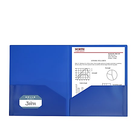 C Line 2 Pocket 3 Hole Punch Poly Folders 8 12 x 11 Blue Pack Of 25 ...