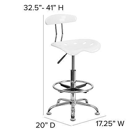 Flash Furniture Vibrant Chrome Drafting Stool with Tractor Seat ...