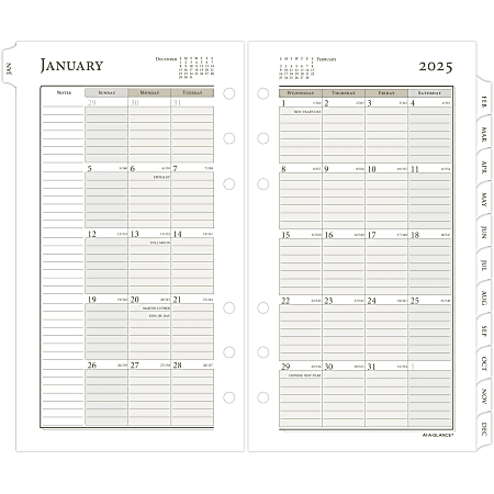 2025 AT A GLANCE WeeklyMonthly Planner Refill Portable Size January to ...
