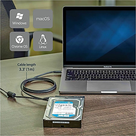 StarTech.com USB C to SATA Adapter Cable for 2.5 3.5 SSDHDD Drives USB ...