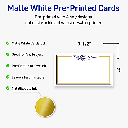 Avery Printable Cards With Sure Feed Technology 2 x 3 12 Matte White ...