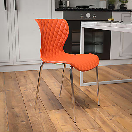 Flash Furniture Lowell Contemporary Design Plastic Stack Chair Orange ...