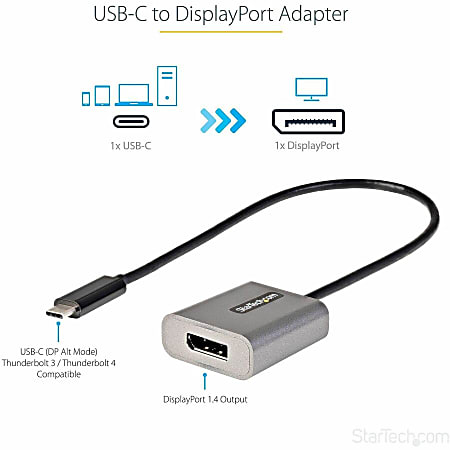 StarTech.com 8K4K 60Hz USB C To DisplayPort Adapter - Office Depot