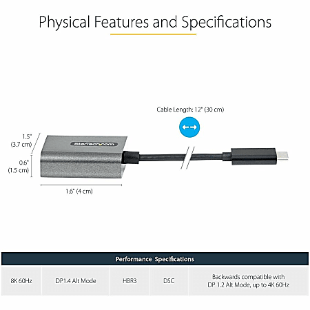 StarTech.com 8K4K 60Hz USB C To DisplayPort Adapter - Office Depot
