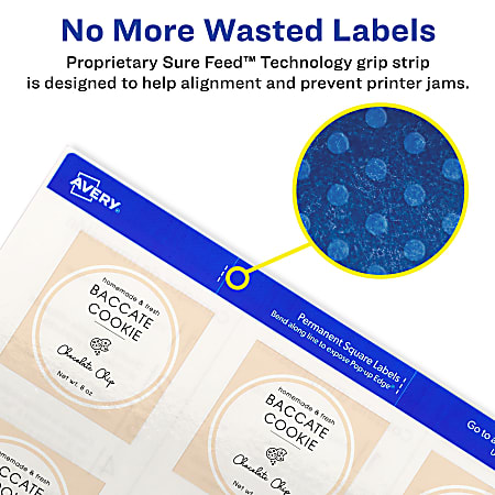 Avery Print To The Edge Labels 22853 Square 2 x 2 Glossy Clear Pack Of ...