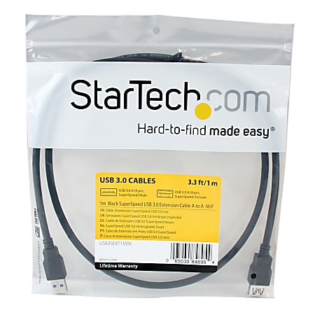 StarTech.com 1m Black SuperSpeed USB 3.0 Extension Cable A to A MF - Office Depot