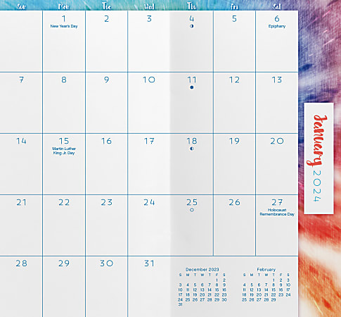 2024 2025 DateWorks 2 Year Monthly Pocket Planner 3 12 x 6 12 Tie Dye ...
