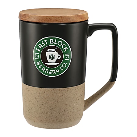 Custom Tahoe Tea Coffee Ceramic Mug With Wood Lid 16 Oz - Office Depot