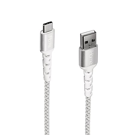 iHome Nylon Braided USB A To USB C Cable With Durstrain White - Office ...