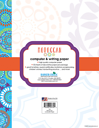 Barker Creek Computer Paper 8 12 x 11 Moroccan Pack Of 50 Sheets ...