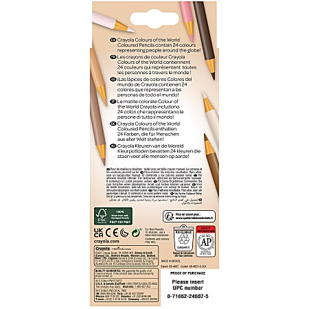 Crayola Colors of the World Colored Pencils Assorted Colors 24 Colored ...