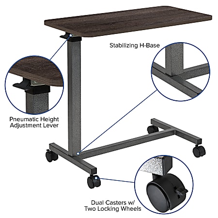 Flash Furniture Adjustable Overbed Table 44 34 H x 30 W x 15 D ...