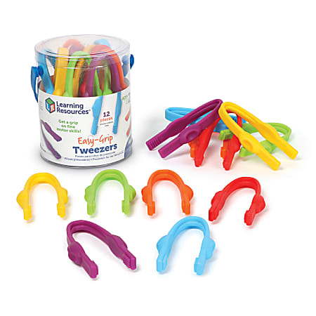 Learning Resources Easy Grip Preschool Tweezers Pack Of 12 Tweezers ...