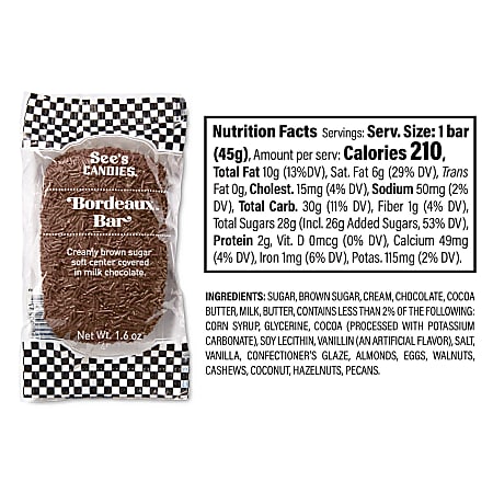 Sees Candies Bordeaux Bars 1.6 Oz Pack Of 24 Bars - Office Depot
