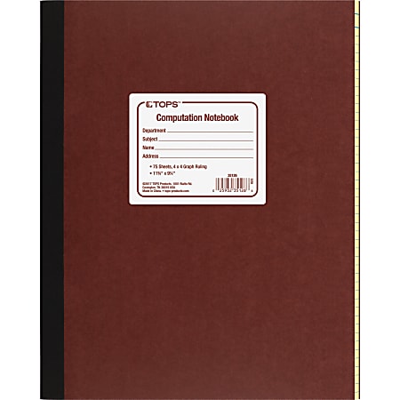 TOPS Computation Notebook 11 34 x 9 14 4 x 4 Quad 75 Sheets - Office Depot