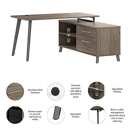 WorkPro Motiva 60 W Modern Corner Desk With Drawers And Shelves Modern ...