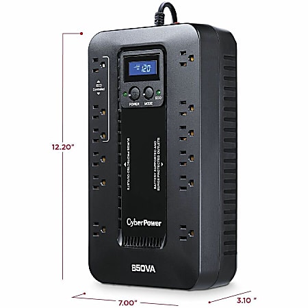 CyberPower EC850LCD Ecologic UPS Systems 850VA510W 120 VAC NEMA 5 15P ...