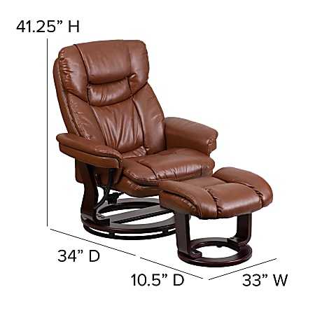 Flash Furniture Contemporary Recliner With Curved Ottoman Vintage BrownMahogany Office Depot