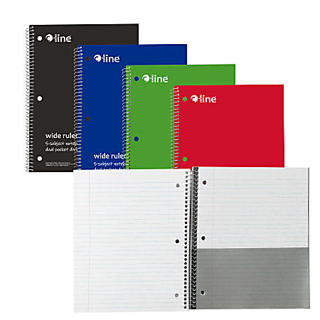 C Line College Rule Spiral Notebooks Wide Ruled 9 x 11 5 Subject 180 ...
