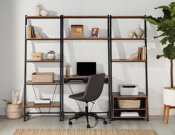 Realspace Belling 35 W Leaning Computer Desk Modern Oak - Office Depot