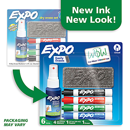 EXPO Dry Erase Starter Kit Low Odor Chisel Tip Assorted Ink Colors Pack ...
