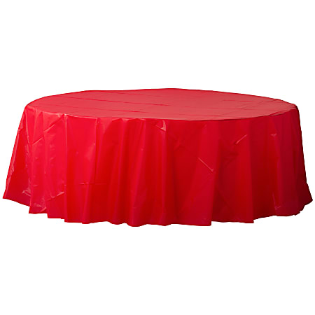 Amscan 77017 Solid Round Plastic Table Covers 84 Apple Red Pack Of 6 ...