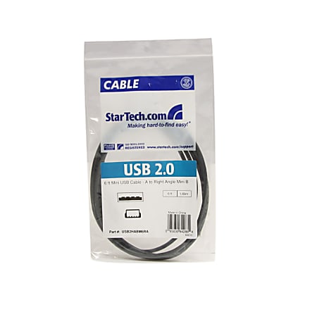 StarTech.com 6 ft Mini USB Cable A to Right Angle Mini B Connect your ...