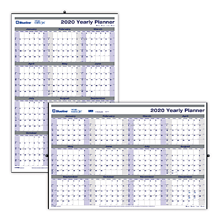 Blueline® Net Zero Carbon Laminated Erasable Wall Calendar, 24" x 36 ...