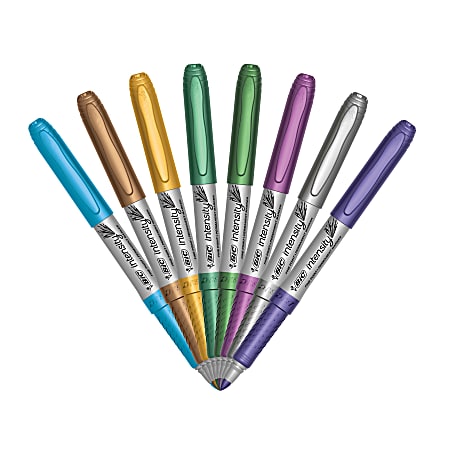 BIC Intensity Metallic Permanent Markers Fine Point Assorted Metallic ...