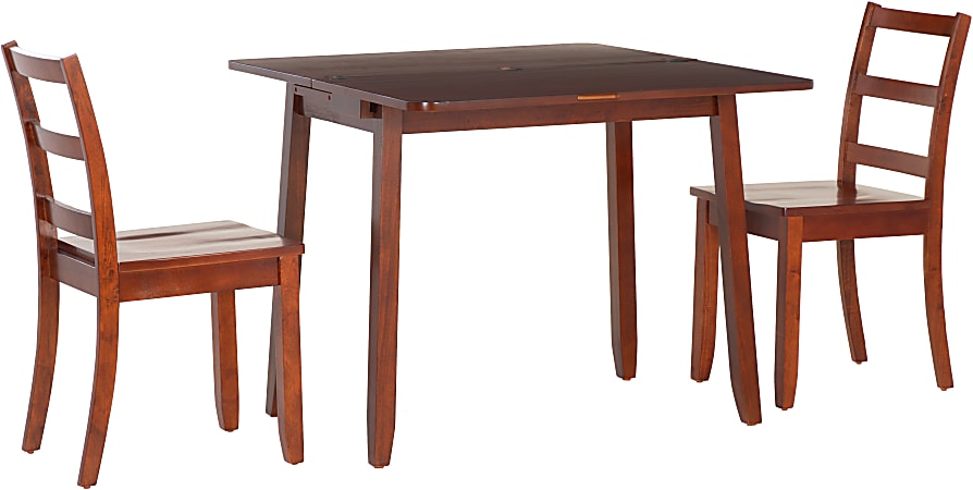 Linon Allbright Wood 3 Piece Folding Table Set Brown ODP Business Solutions