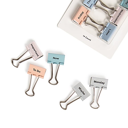 U Brands Task On Hand Medium Binder Clips 12 Assorted Pastels Set Of 10 ...