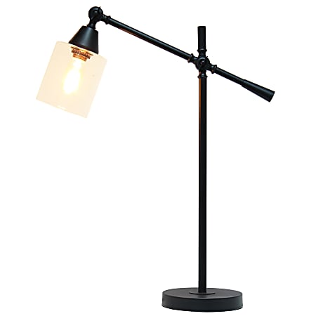 Lalia Home Vertically Adjustable Desk Lamp 28 H Clear ShadeBlack Base ...