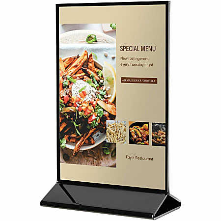 Deflecto Double Sided Sign Holder With Black Frame Base 7 H x 4 14 W ...